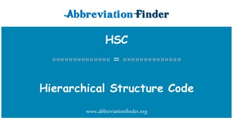 Hsc Stands For Hierarchical Structure Code Abbreviation Finder