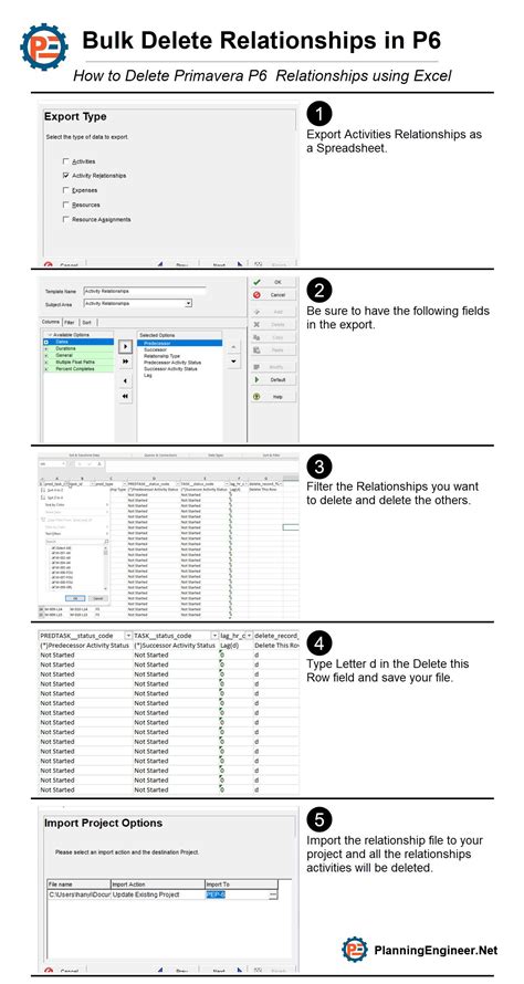 Bulk Delete Relationships In P6 Planning Engineer Est