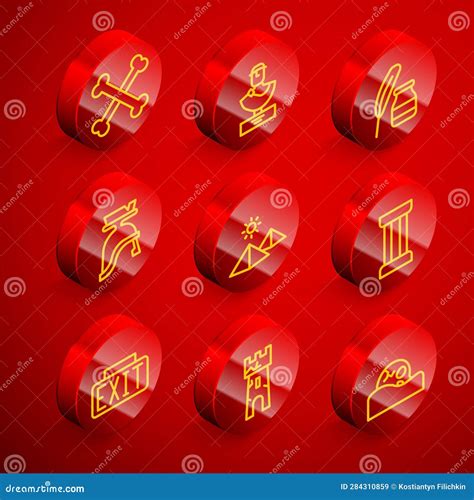 Set Line Crossed Human Bones Ancient Bust Sculpture Feather And Inkwell Roman Army Helmet