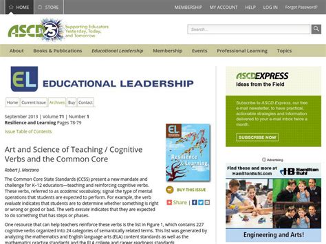 Educational Leadership Art And Science Of Teaching Cognitive Verbs And Cc Article For Pre K