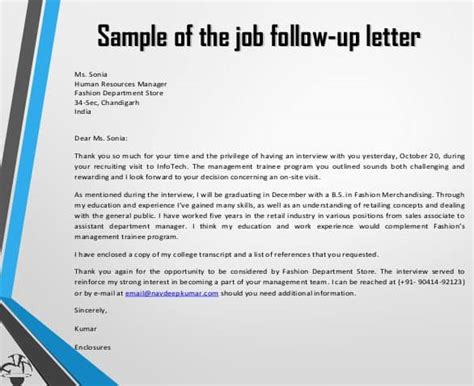 Sample Follow Up Letters Writing Letters Formats Examples