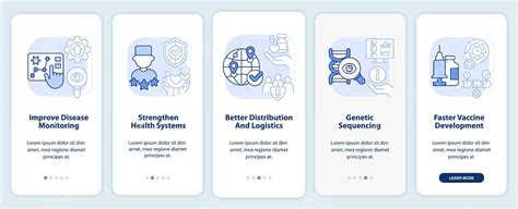 Mobile App Screen For Onboarding In Light Blue Color For Preventing Pandemics Vector