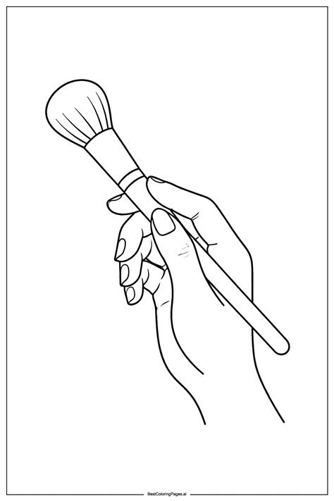 Makeup Brush In Hand Coloring Page Free Printable Bestcoloringpages Ai