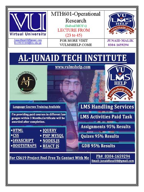 Mth601 Operational Research Solved Mcs Lectures 23 45 Pdf Depreciation Mathematical