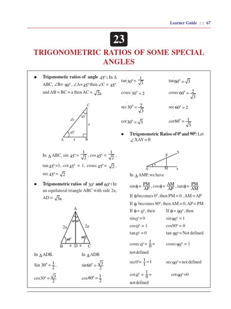 L 23 Trigonometric Ratios Of Some Special Pdf Trigonometric Functions Trigonometry