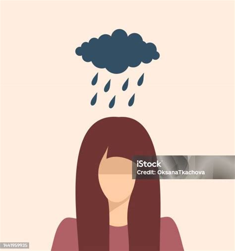 비가 오는 기분이 좋지 않은 젊은 여자 우울증 개념입니다 평면 벡터 그림 감정에 대한 스톡 벡터 아트 및 기타 이미지 감정 개념 개념과 주제 Istock