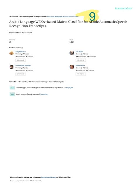 Arabic Automatic Speech Recognition Transcripts Pdf Arabic Cross