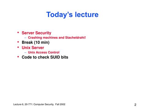 Ppt 20 771 Computer Security Lecture 5 Server Security Unix Powerpoint Presentation Id