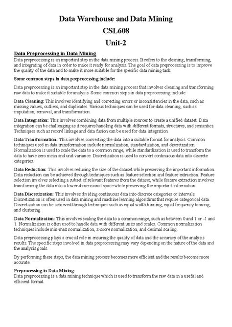 Unit 2 Data Warehouse And Data Mining Data Warehouse And Data Mining