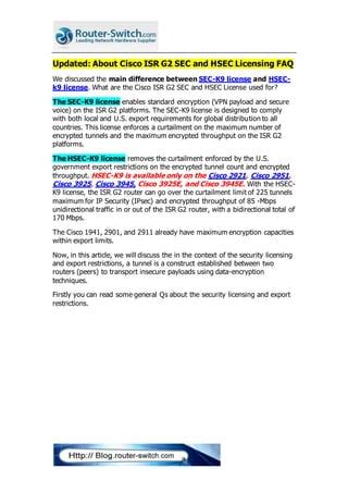 Updated About Cisco Isr G Sec And Hsec Licensing Faq PDF