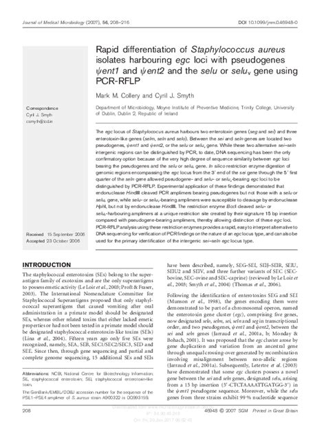 Pdf Rapid Differentiation Of Staphylococcus Aureus Isolates