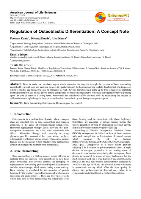 Pdf Regulation Of Osteoblastic Differentiation A Concept Note