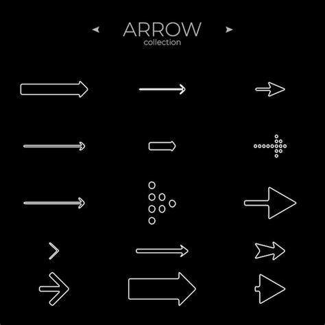라인 화살표 아이콘 세트 라인 아이콘 모음 현대 벡터 기호 프리미엄 벡터