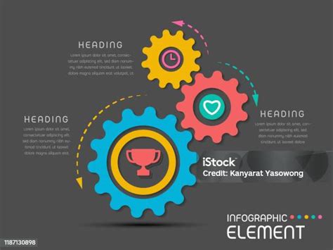 단계 옵션 프로세스 또는 워크플로와 톱니 바퀴 모양 요소 비즈니스 데이터 시각화 프리젠 테이션을위한 창조적 인 단계 요소 인포 그래픽 템플릿 벡터 일러스트레이션 인포그래픽에