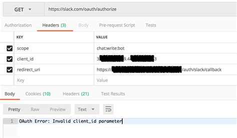 Javascript Slack Oauth Setup Step 1 Testing W Postman Error