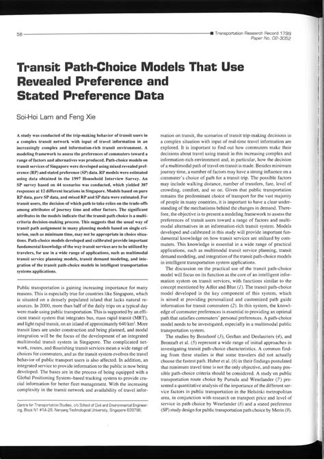 Pdf Transit Path Choice Models That Use Revealed Preference And Stated Preference Data