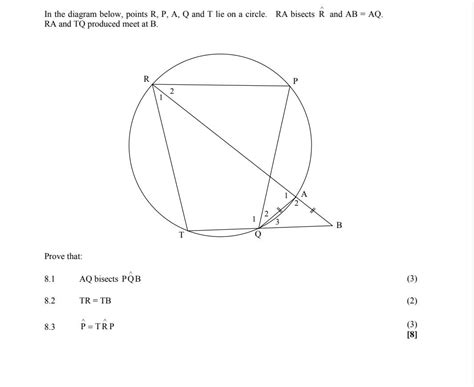 Solved In The Diagram Below Points R P A Q And T Lie On A Chegg Com