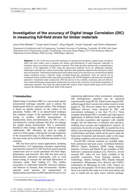 Pdf Investigation Of The Accuracy Of Digital Image Correlation Dic In Measuring Full Field