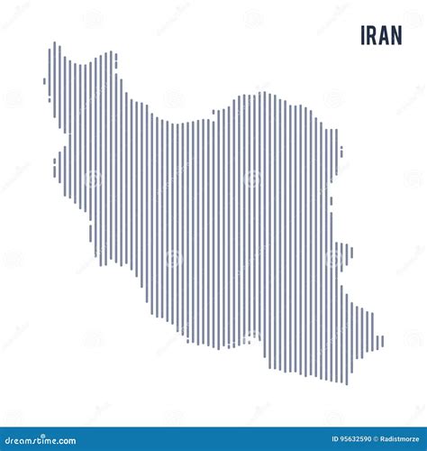 Vector Abstract Hatched Map Of Iran With Vertical Lines Isolated On A White Background Stock