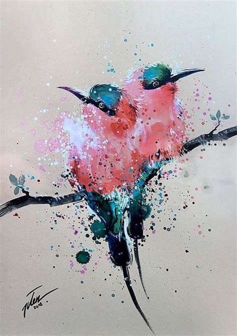 Пара птиц Картина набрызгами акрилом 🎨 УЧУ РИСОВАТЬ онлайн и в Москве Правополушарное