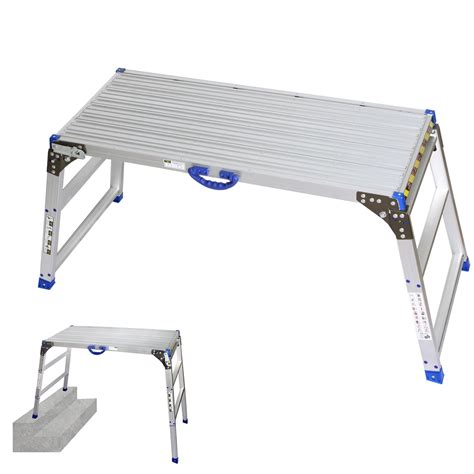 Leadallway Adjustable Work Platform 47x20 Ultra Wide Portable Folding Aluminum Work Platform Leadallway Adjustable Work Platform 47x20 Ultra Wide Portable Folding Aluminum Work Platform
