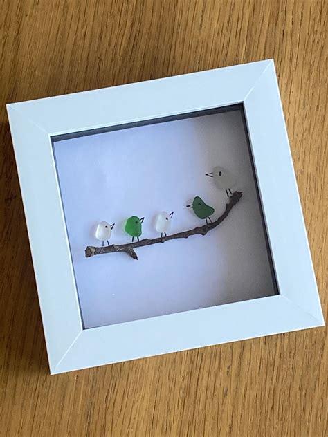 Birds Sea Glass Frame Sea Glass Frame With Birds Sea Glass T
