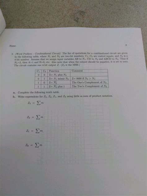 Solved 2 Hond Problem Combinational Circuit The List Of