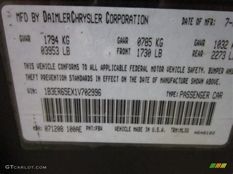 2001 Dodge Viper Rt 10 Color Code Photos