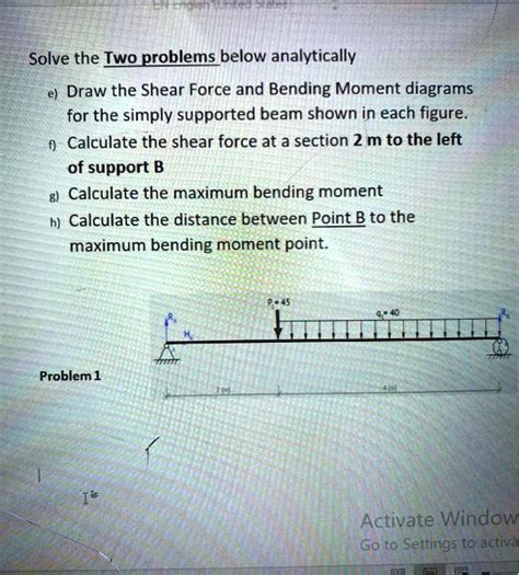 solved solve the two problems below analytically draw the shear force and bending moment