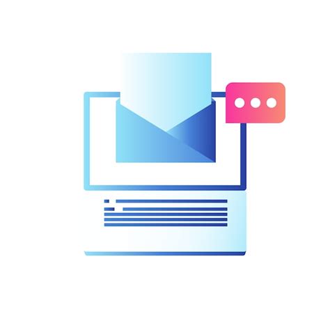laptop com notificação por e mail e mensagem na tela vetor premium