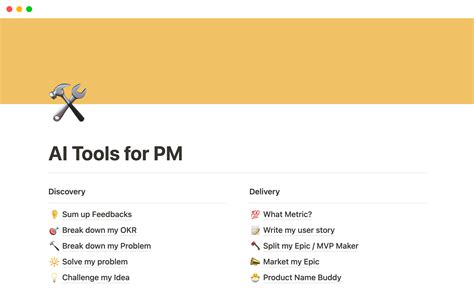 notion ai tools for product managers notion template