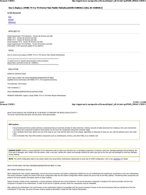 How To Replace A Sparc T5 4 Or T5 8 Server Main Module Motherboard