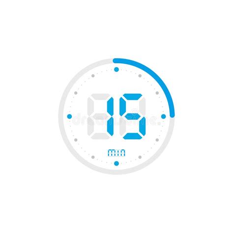 Minute Timer Clock Stopwatch Isolated Blue Icons On White Background Stock Vector