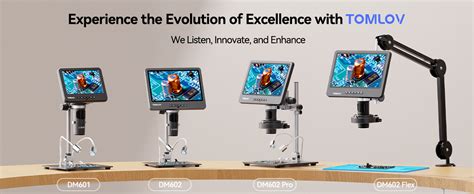 Microscópio De Solda Digital Tomlov Dm602 Flex 2000x Braço Flexível Hdmi De 101 Com 3