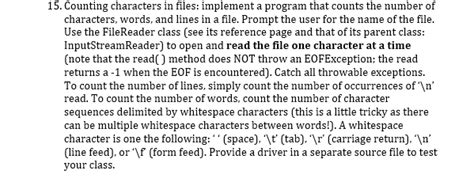 Solved 15 Counting Characters In Files Implement A Program