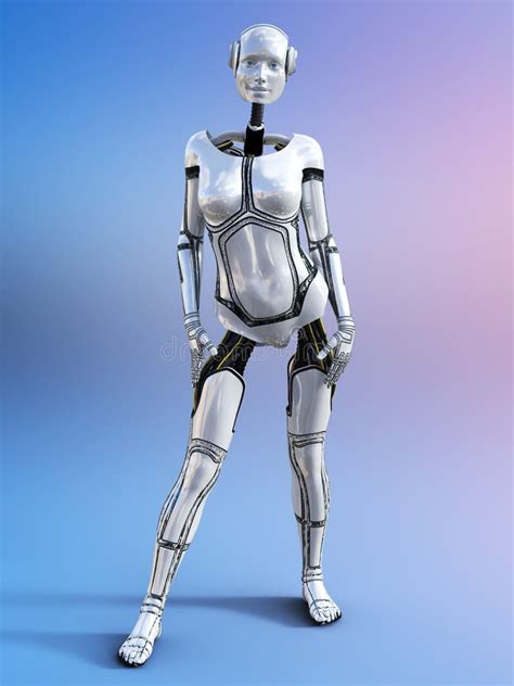 3d Rendering Of A Female Android Robot Stock Illustration