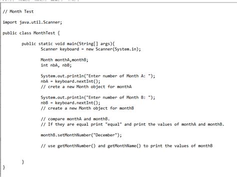 solved month class write a class named month the class
