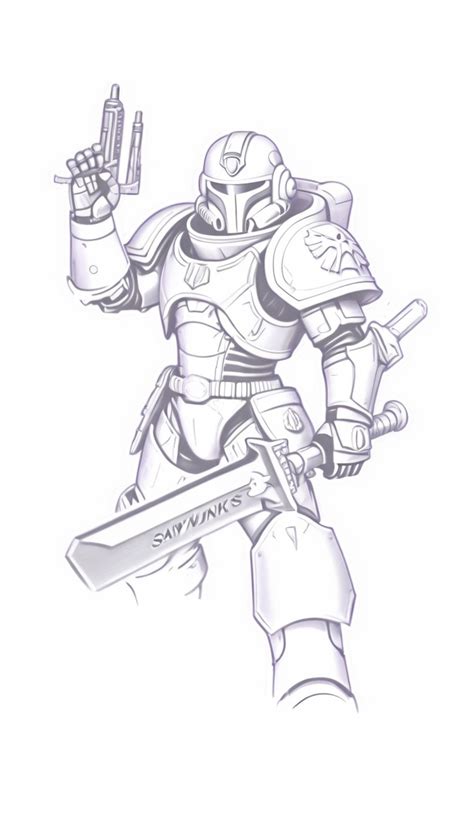 Warhammer 40k Spacemarine Pencil Drawing Stable Diffusion Online