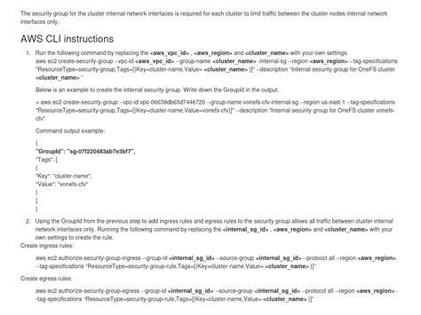 create the internal security group dell powerscale for aws manual