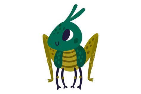 Cute Grasshopper Green Insect Character Graphic By Vectorbum