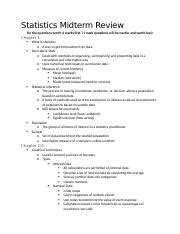 Statistics Midterm Review Statistics Midterm Review Do The Questions Worth Marks First