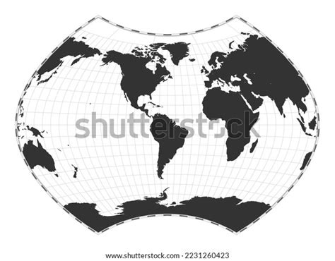 Vector World Map Ginzburg Ix Projection Stock Vector Royalty Free 2231260423 Shutterstock
