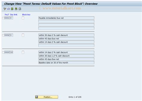 Obbc Sap Tcode C Fi Maintain Table T052 Block Key
