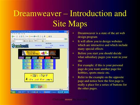 Ppt Dreamweaver Introduction And Site Maps Powerpoint Presentation Id9139855