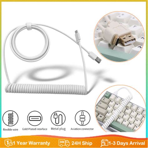 All In One Keyboard Cable Mechanical Keyboard Data Cable Type C To Usb Spiral Spring Charging
