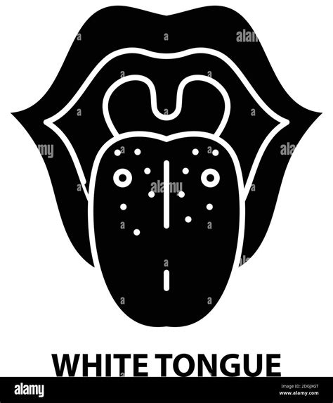 White Tongue Icon Black Vector Sign With Editable Strokes Concept Illustration Stock Vector
