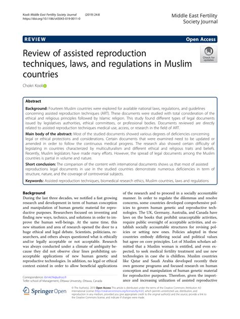 Pdf Review Of Assisted Reproduction Techniques Laws And Regulations In Muslim Countries