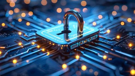 Cybersecurity Lock On Digital Circuitry Concept Cybersecurity Digital Circuitry Lock System