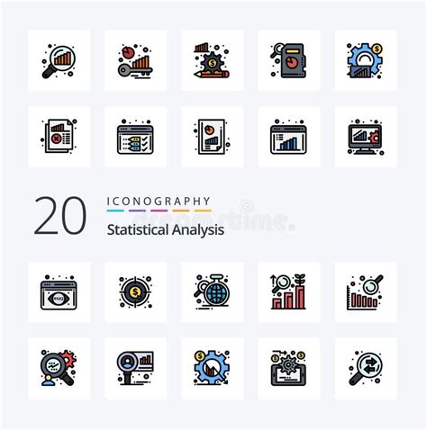 20 Statistical Analysis Line Filled Color Icon Pack Like Business
