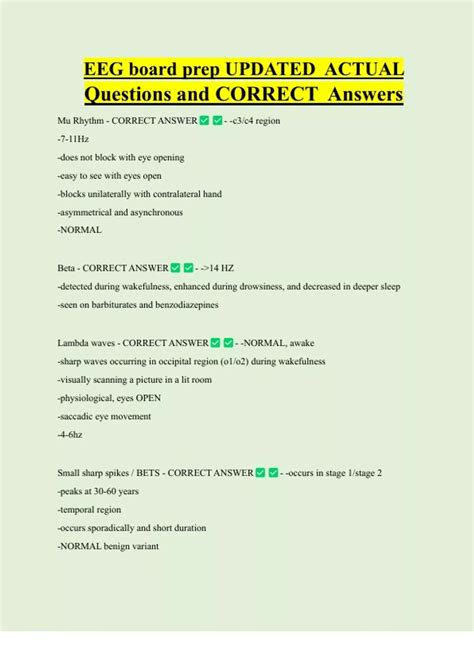 Eeg Board Prep Updated Actual Questions And Correct Answers Eeg Stuvia Us